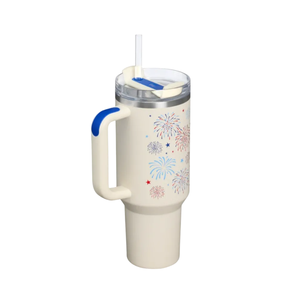 Stanley Quencher H2 0 Flowstate Tumbler Cream Royal Fireworks 40 Oz ...
