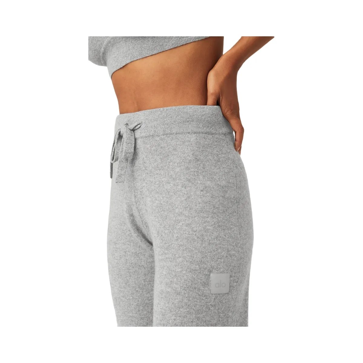 Alo Women's Cashmere High-Waist Jet Set Wide Leg Pant - Dove Grey ...